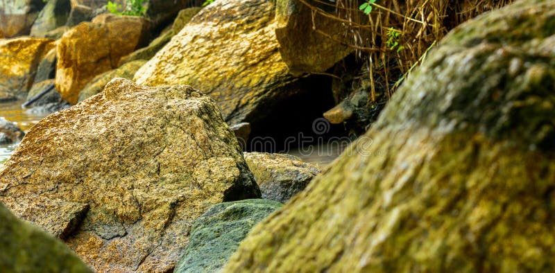 Rock stock image. Image of river, coast, building, nsmall - 99720221