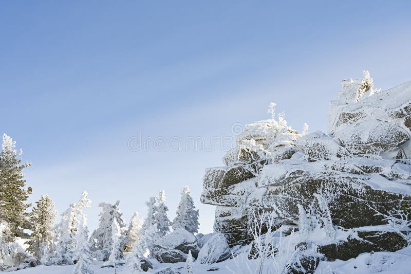 Rock snow sun stock image. Image of slope, frost, frozen - 211731305