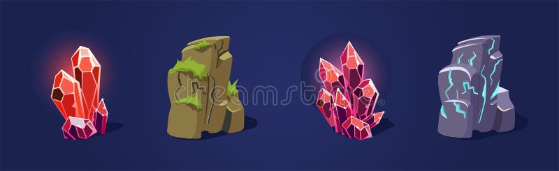 Rock and Solid Stone As Game Element Isolated on Blue Background Vector ...