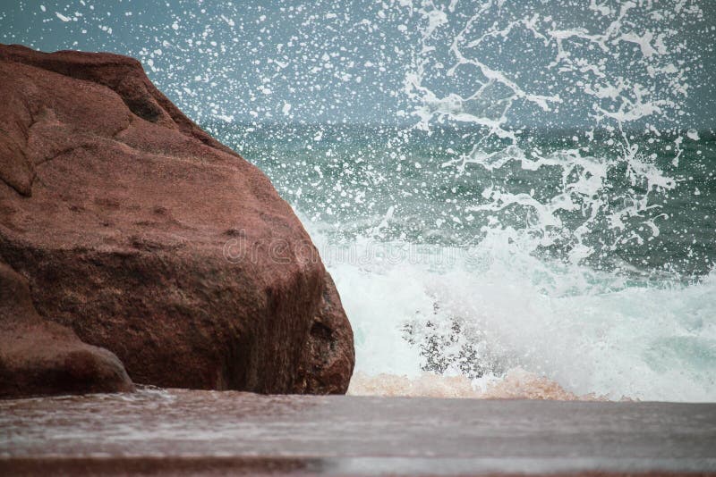 Rock Splash Ocean Sand Action Stock Photo - Image of sand, ocean: 247613834