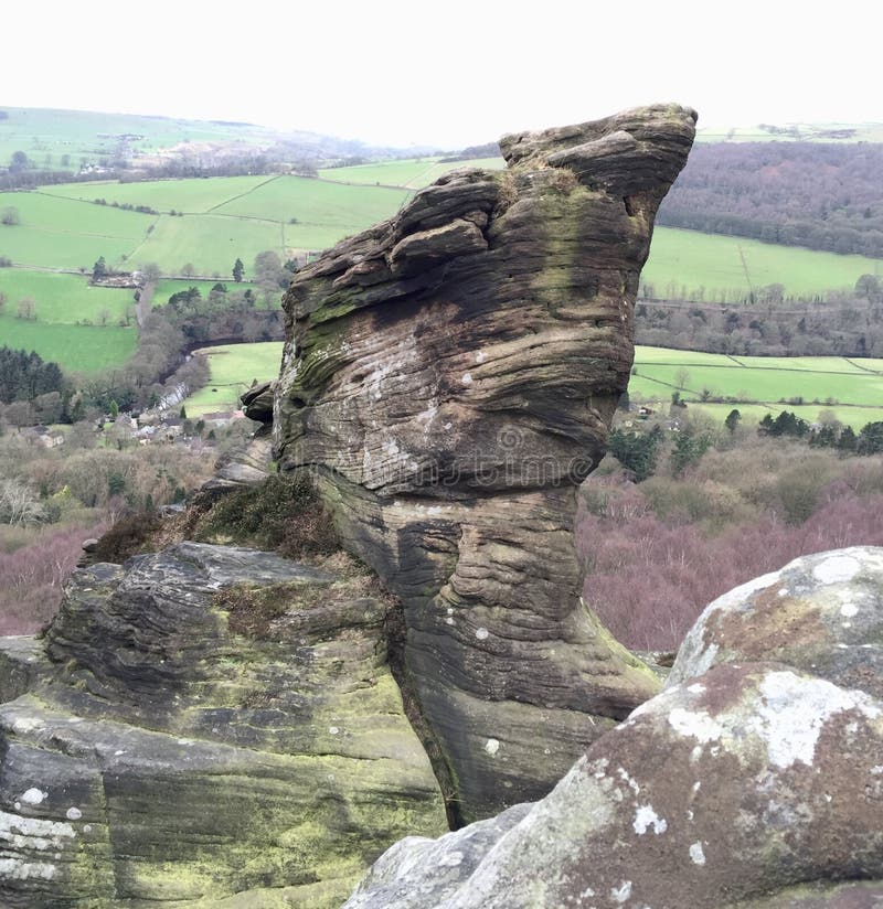 Rock Stack, Curbar Edge, Derbyshire Peak District Stock Photo - Image ...