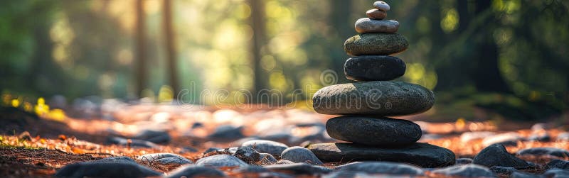 Rock Stack in Forest Clearing Stock Illustration - Illustration of ...