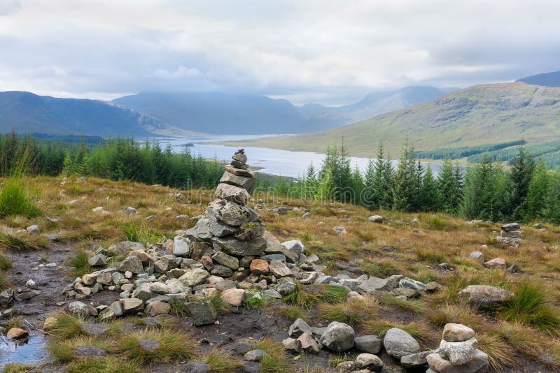 Rock Stack in Front of Loch Loyne in Scotland Stock Photo - Image of ...