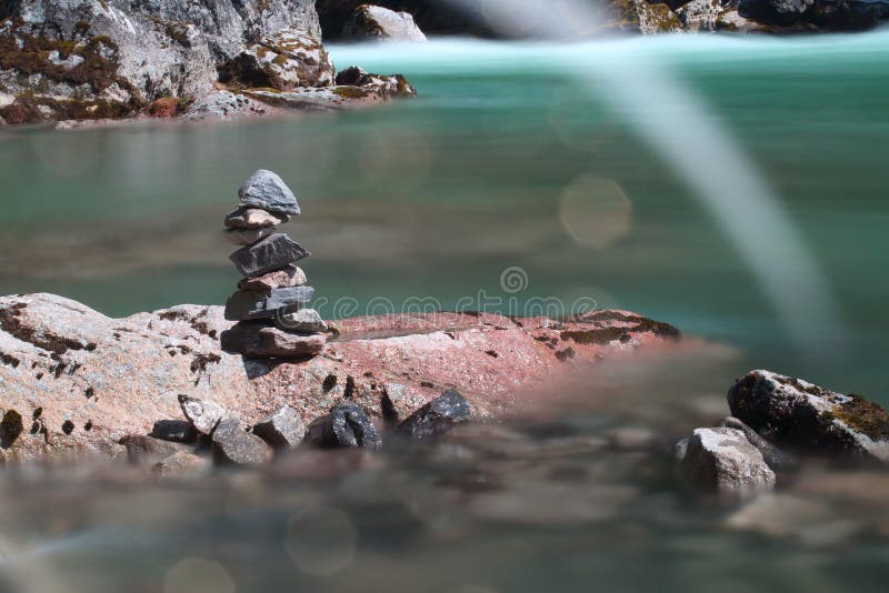 Rock stack in river stock photo. Image of stream, river - 87746198