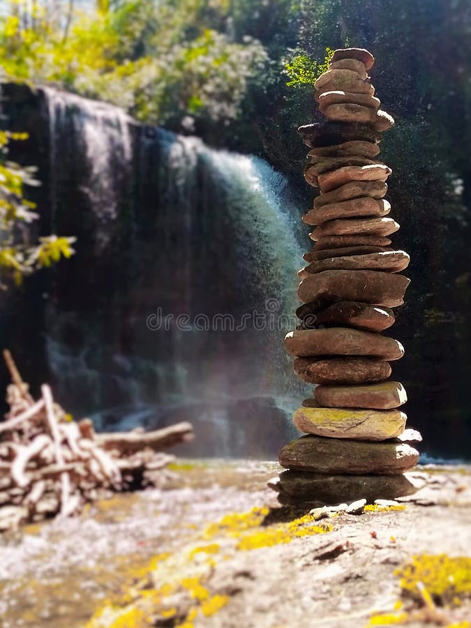 Rock Stack and Waterfall stock photo. Image of stack - 71289550