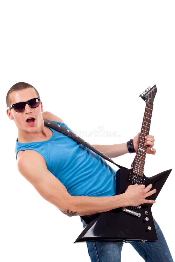 Rock Star Jumping with Guitar Stock Image - Image of loud, rocker: 17967687