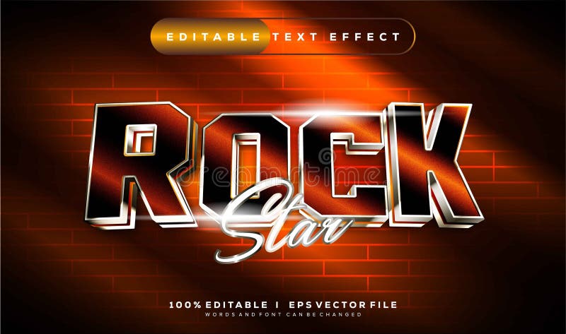 Rock Star 3d Vector Text Effect with Modern Style Design Stock Vector ...