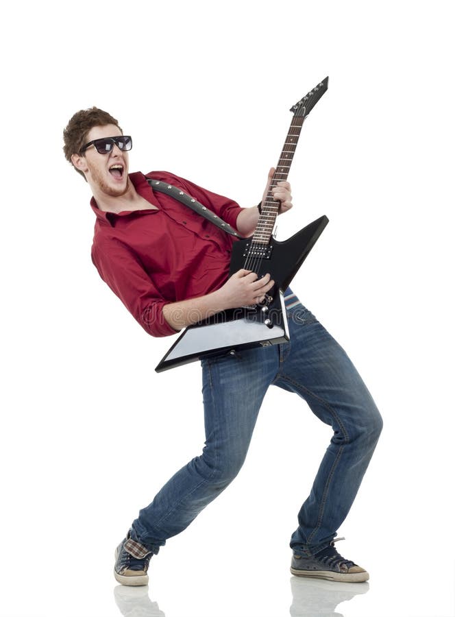 Rock Star Jumping with Guitar Stock Image - Image of loud, rocker: 17967687