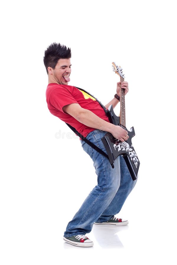 Rock Star Jumping with Guitar Stock Image - Image of loud, rocker: 17967687