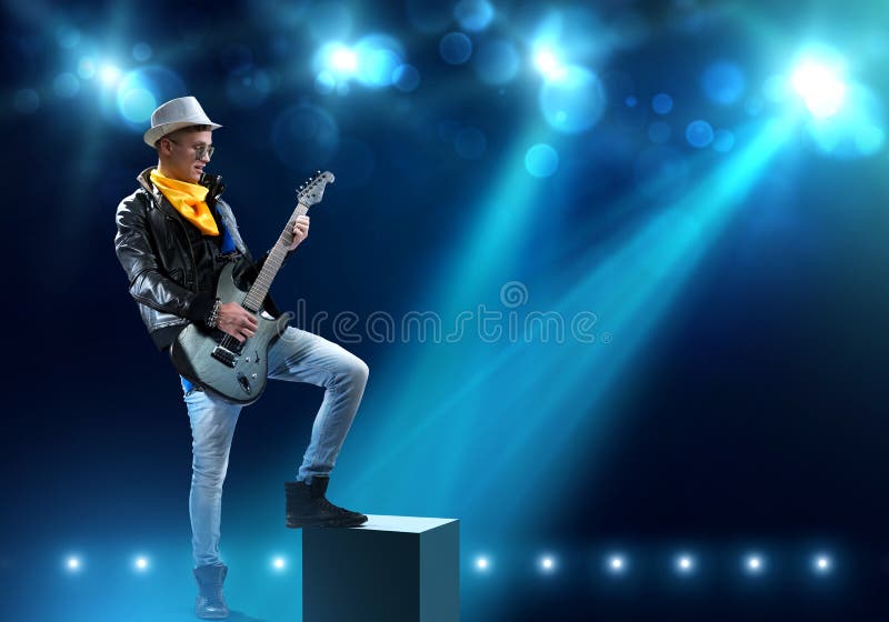 Rock star on stage stock photo. Image of glory, instrument - 260500000
