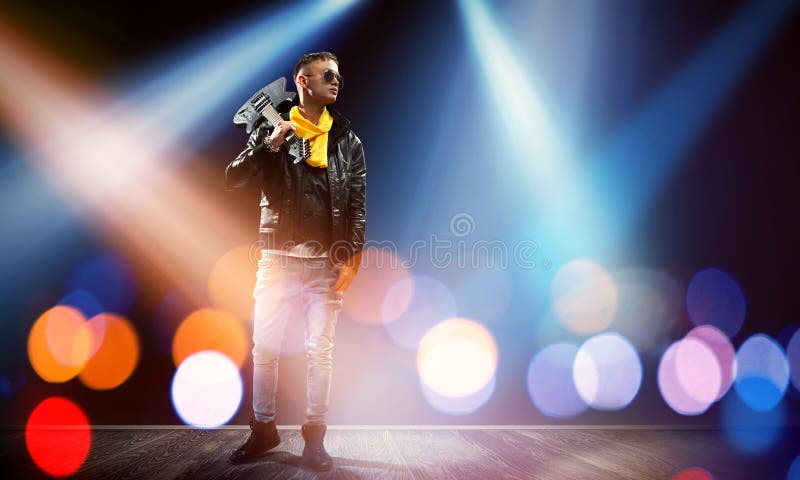 Rock star on stage stock image. Image of musical, performance - 73233213