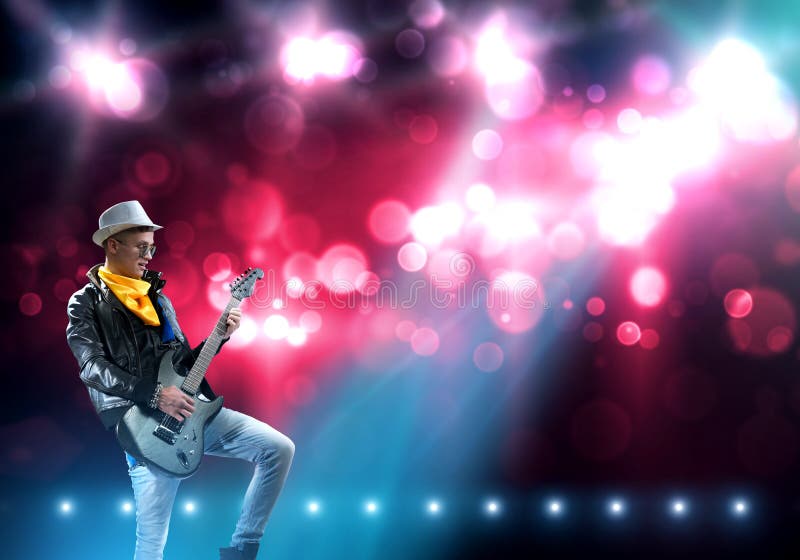 Rock star on stage stock image. Image of music, guitarist - 76298495