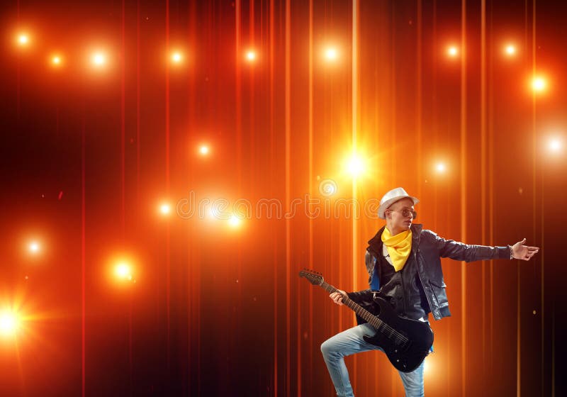Rock star on stage stock photo. Image of concert, glory - 76960806