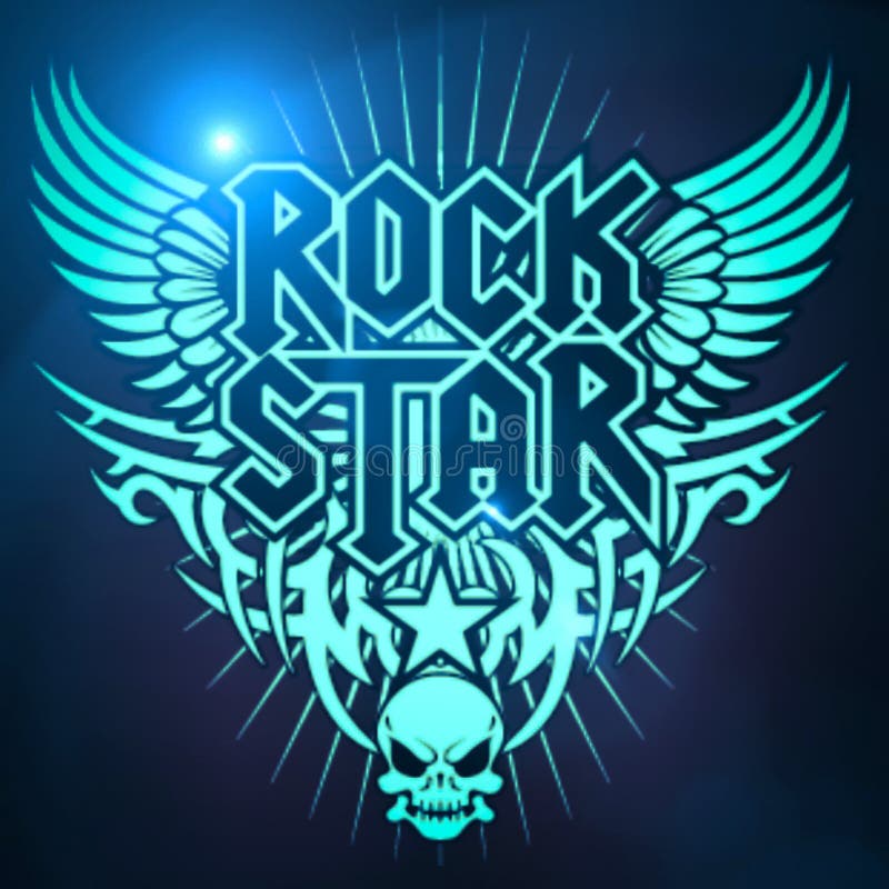 Rock Star Text Written on Skeleton Illustrations Background with ...