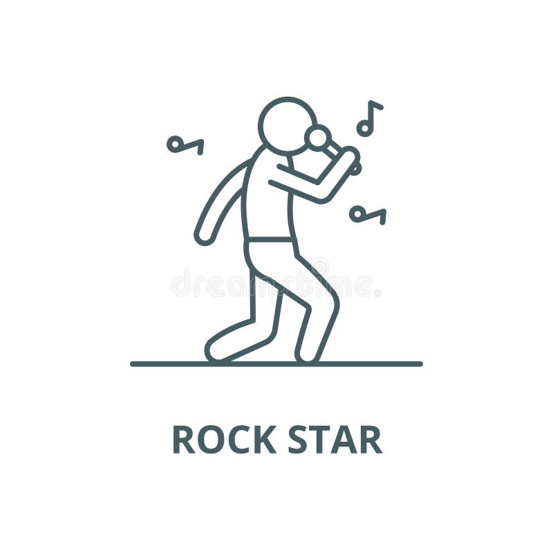 Rock Star Vector Line Icon, Linear Concept, Outline Sign, Symbol Stock ...