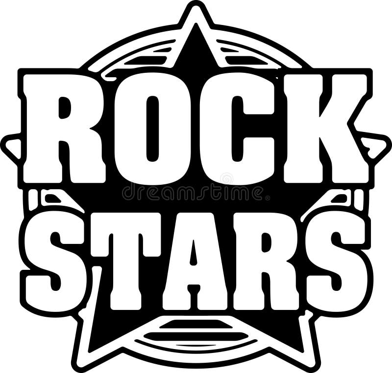 Rock Stars Black and White Vector Design. Stock Vector - Illustration ...