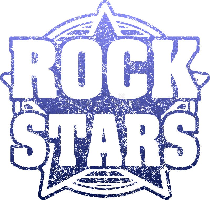 Rock Stars Blue Rubber Stamp Grunge Design. Stock Illustration ...