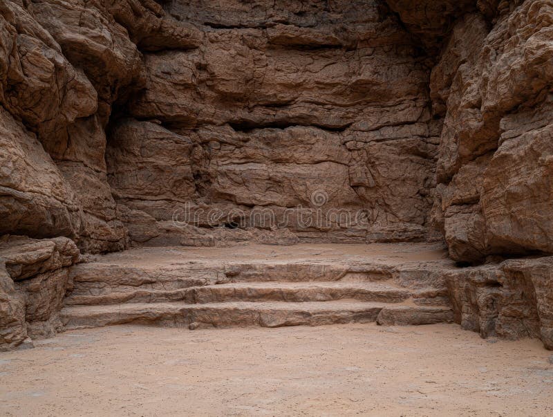 Rock Steps Leading into a Cave. Stock Illustration - Illustration of ...