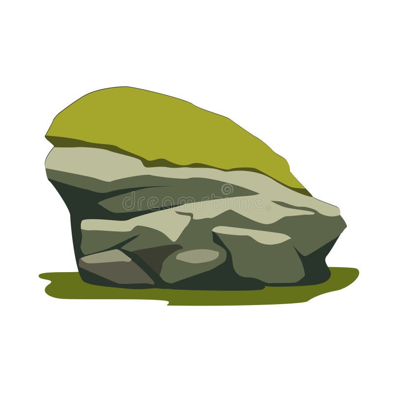 Rock Stone with Moss, Forest or Jungle Rock Vector Illustration Stock ...