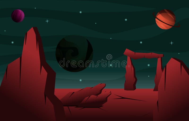 Rock Stone Planet Star Sky Space Universe Exploration Illustration ...