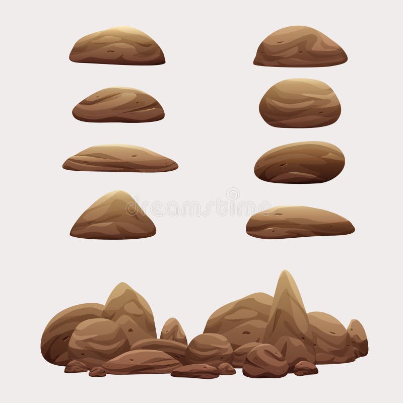 Rock Stone Set Vector Cartoon Illustration Collection Stock Vector ...