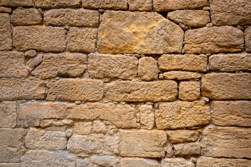 Rock Stone Wall of Brick Horizontal Old Weathered Handcrafted Stones ...