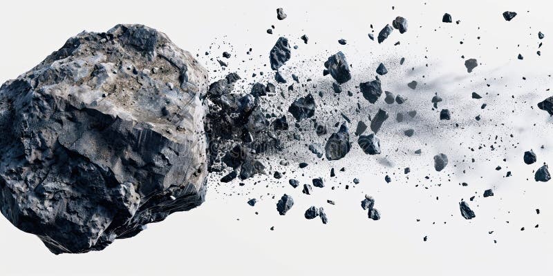 Rock Stone White Background Fall Black Falling Space Isolated Splash ...