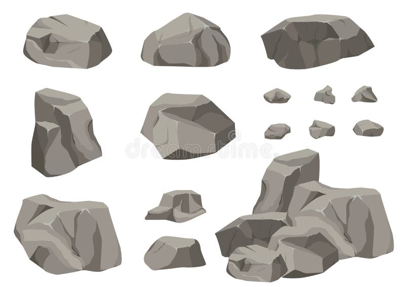 Rock Stone Big Set Cartoon. Stock Vector - Illustration of isolated ...