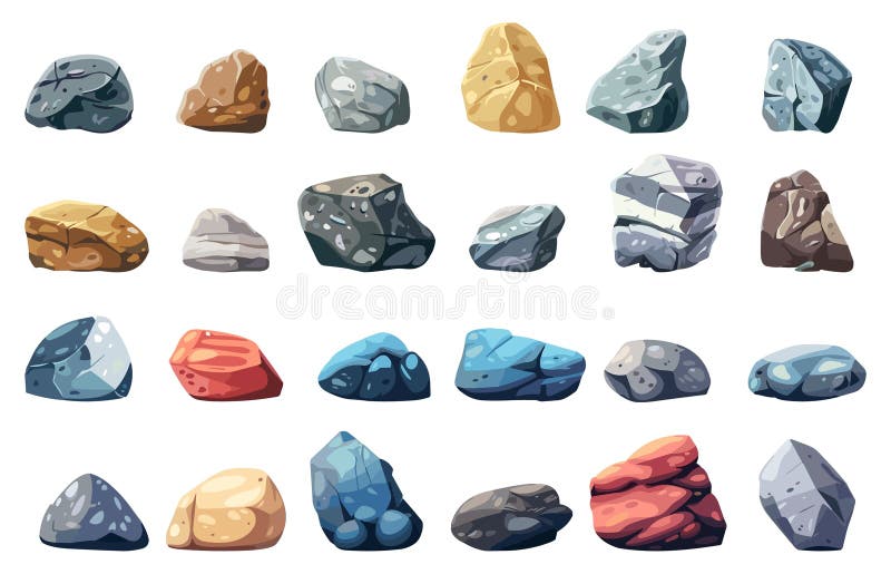 Rock and Stones Set. Different Shape Boulder Collection Stock Vector ...