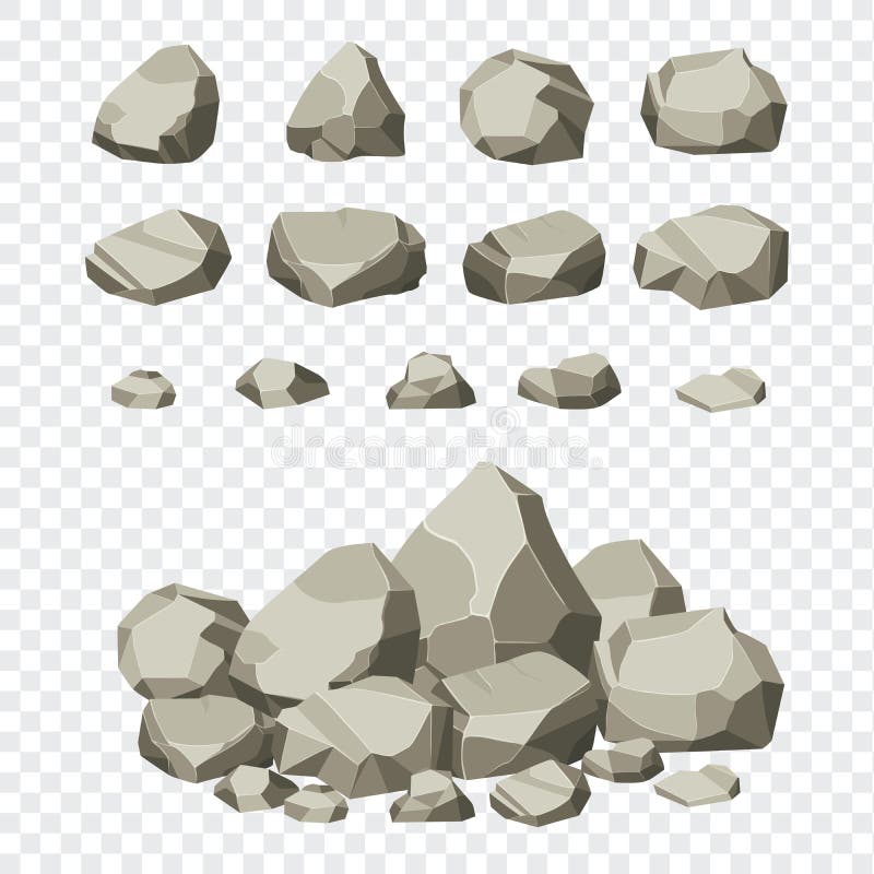 Rock and Stones Set. Different Shape Ice Boulder Collection Stock ...
