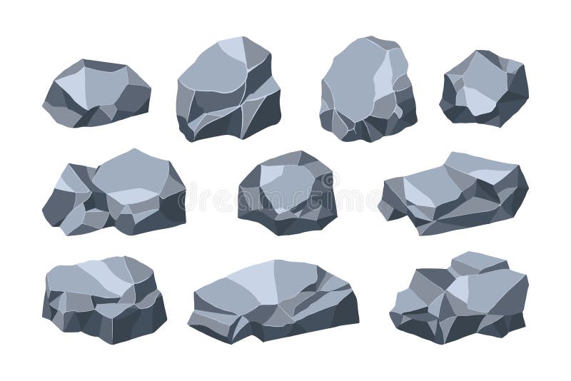 Rock and Stones Set. Different Shape Boulder Collection Stock Vector ...