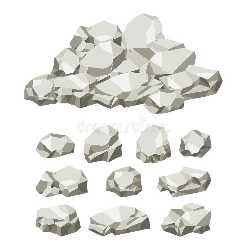 Rock and Stones Set. Different Shape Boulder Collection Stock Vector ...