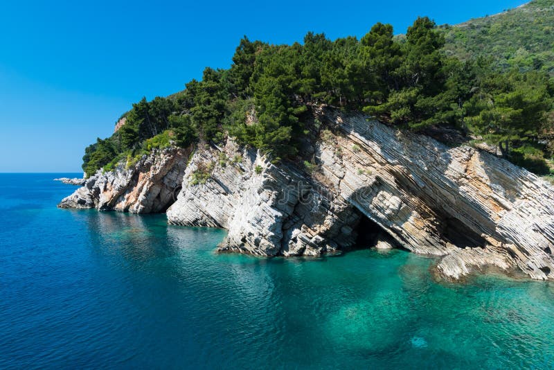 Rock Structure, Blue Water and Sky at the Adriatic Coast Stock Photo ...