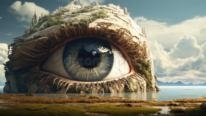 A Rock Structure with a Large Eye Stock Illustration - Illustration of ...