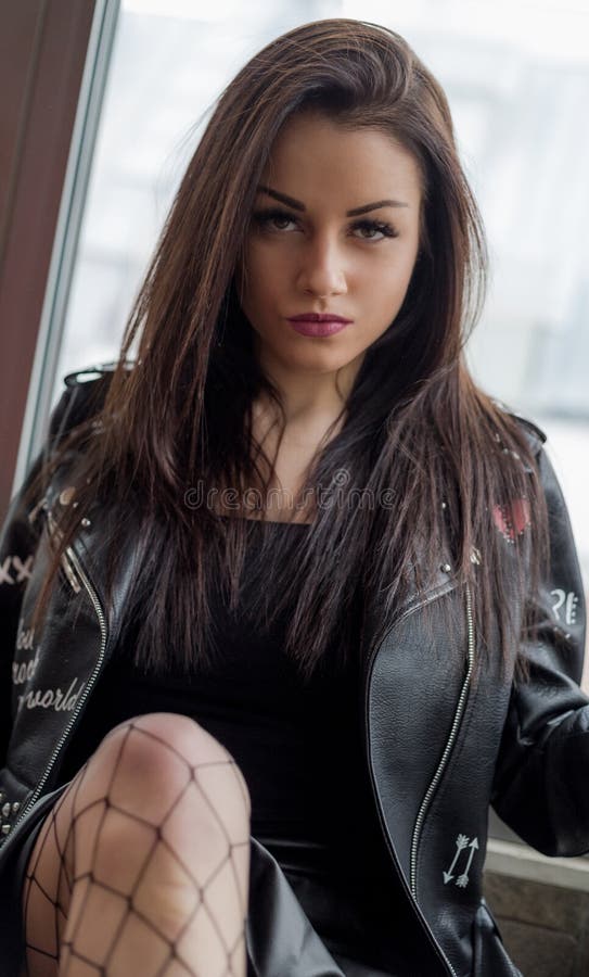 Rock Style Beautiful Young Woman Stock Image - Image of makeup, happy ...