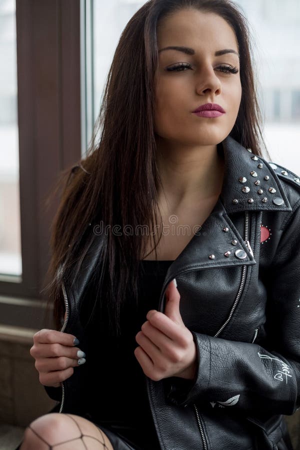Rock Style Beautiful Young Woman Stock Image - Image of attractive ...