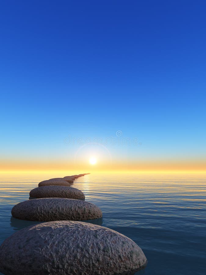 Rock and sunrise stock illustration. Illustration of like - 15981271