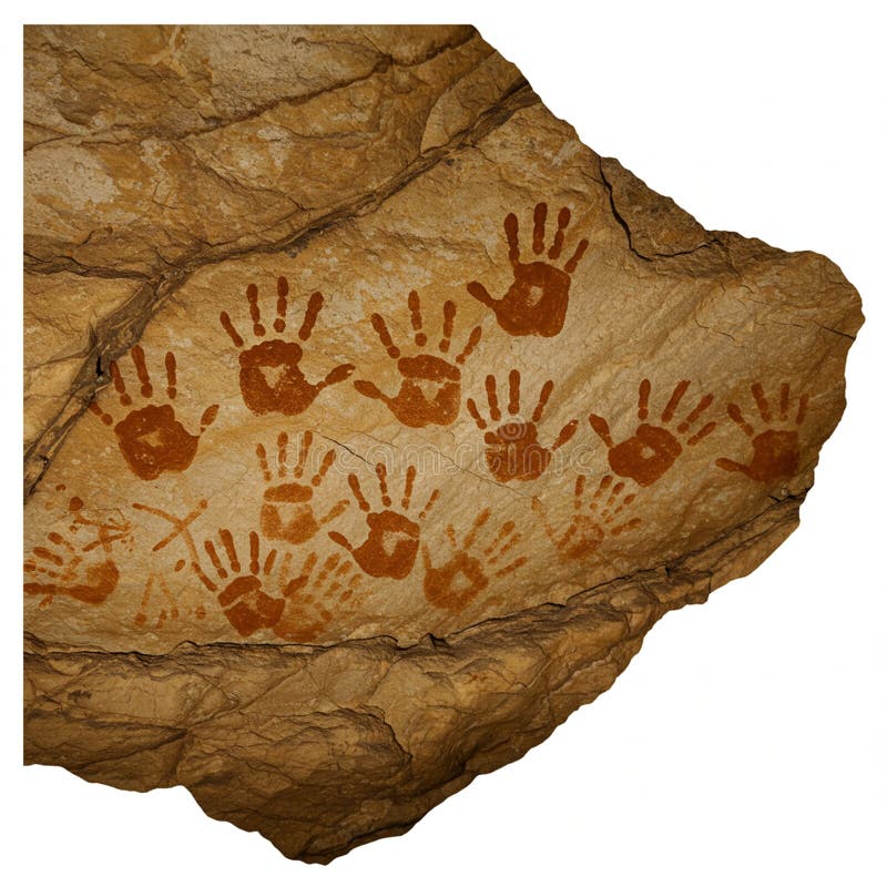 Rock Surface Displaying Multiple Handprints Stenciled in Reddish-brown ...