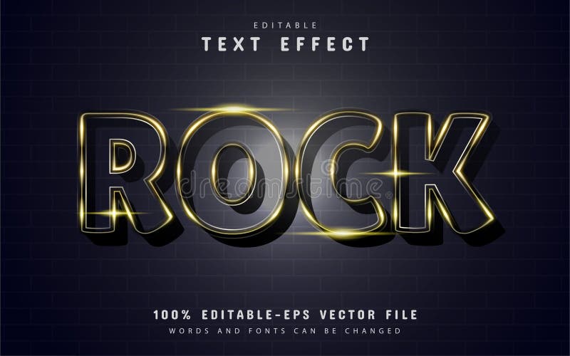 Rock Text Effect with Gold Sparkle Stock Vector - Illustration of white ...