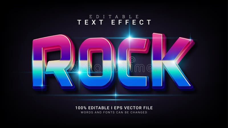 Rock Text Effect Vector Illustration Stock Vector - Illustration of ...