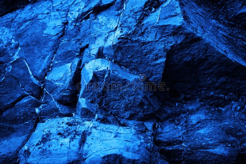 Rock Texture. Navy Blue Color. Toned Rough Mountain Surface with Cracks ...