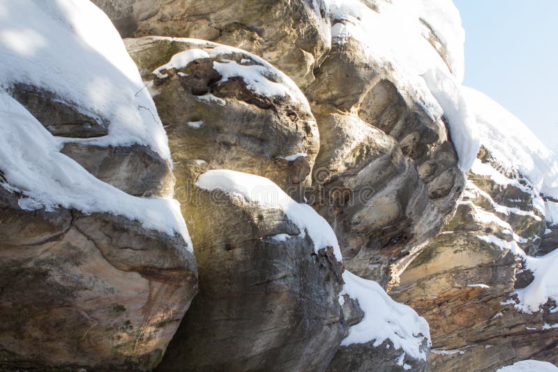 Stone Texture in Snow and Ice. Mountain Wall. Rock Texture. Stock Photo ...