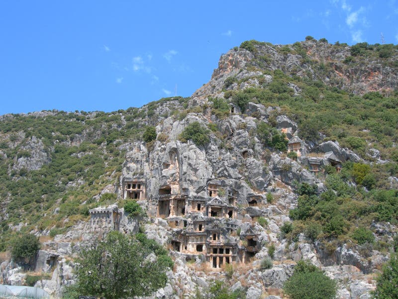 Rock tombs in Mirra stock image. Image of carved, broken - 42953763