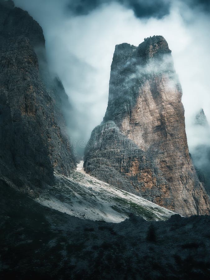 A Rock Tower Somewhere in the Dolomites, Italy Stock Image - Image of ...