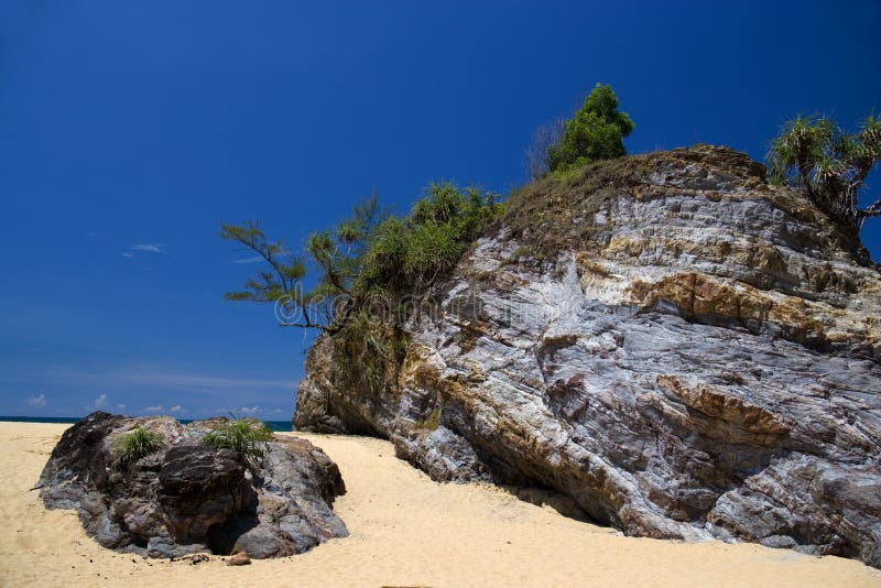 Rock on Tropical Beach stock image. Image of sand, asia - 5418713