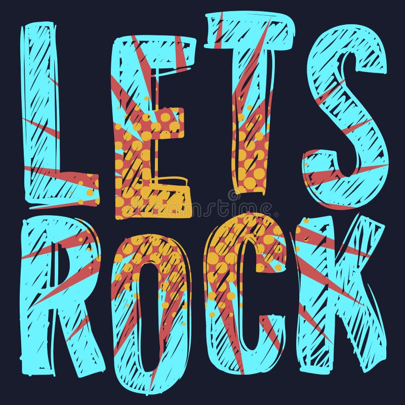 Rock Vector Type Design with Scribbled Letter Characters. Stock Vector ...