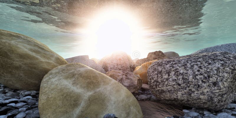 Rock Underwater Macro Sun Ray Stock Illustration - Illustration of ...