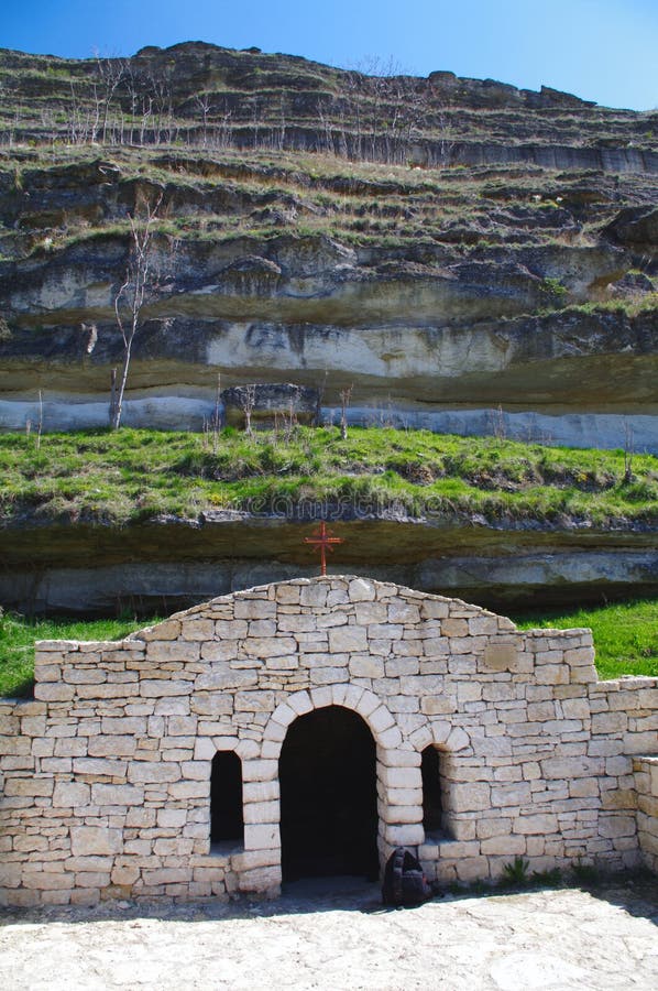 Stone Grotto with a Source of Water in the Rock. Old Orhei. Stock Photo ...