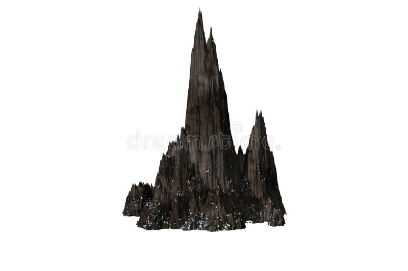Rock Vertical Figure Brown Texture Isolated White Background 3d ...