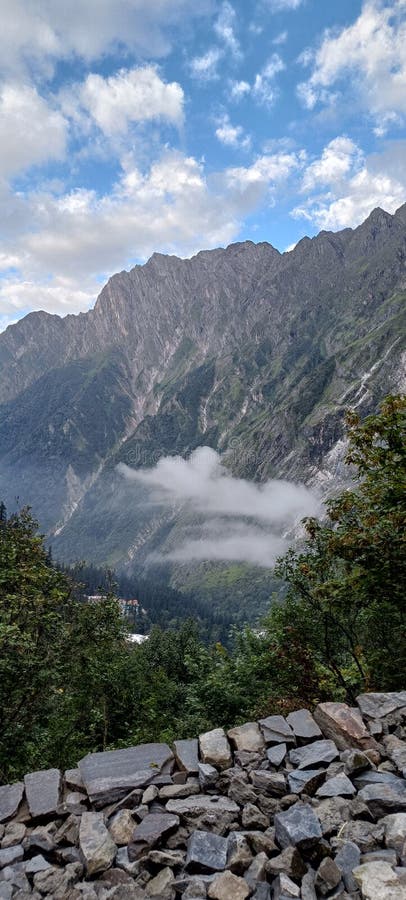 Rock View in Hills with Cloud and Forest. Stock Photo - Image of cloud ...